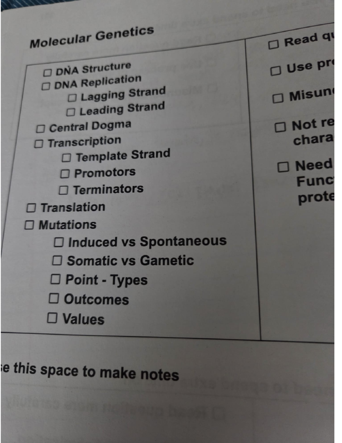 Molecular Genetics & Photosynthesis Exam Review (Doc6) - Studocu