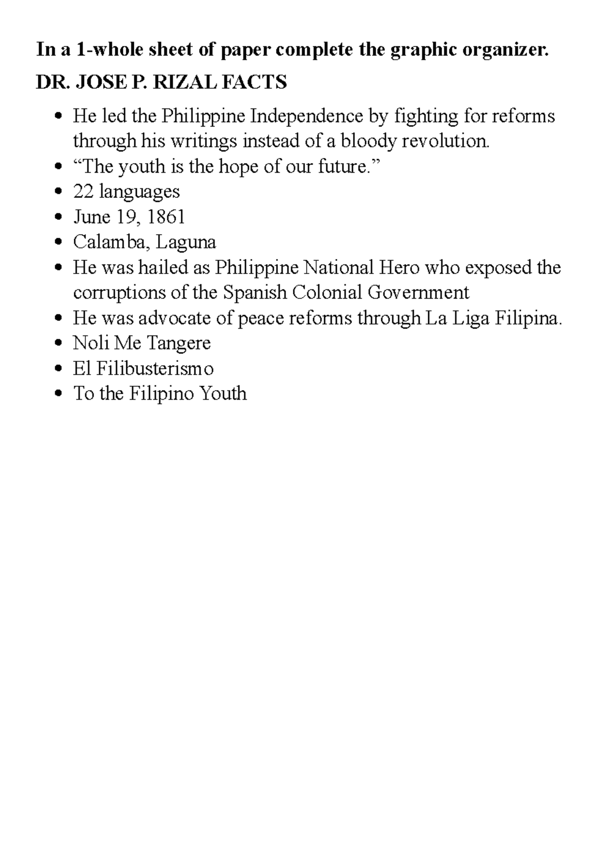 ENG 101: Dr. Jose P. Rizal Author Study Graphic Organizer - Studocu