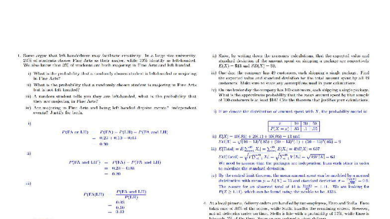Math 147 Final Exam Cheat Sheet: Probability & Statistics Concepts - Studocu