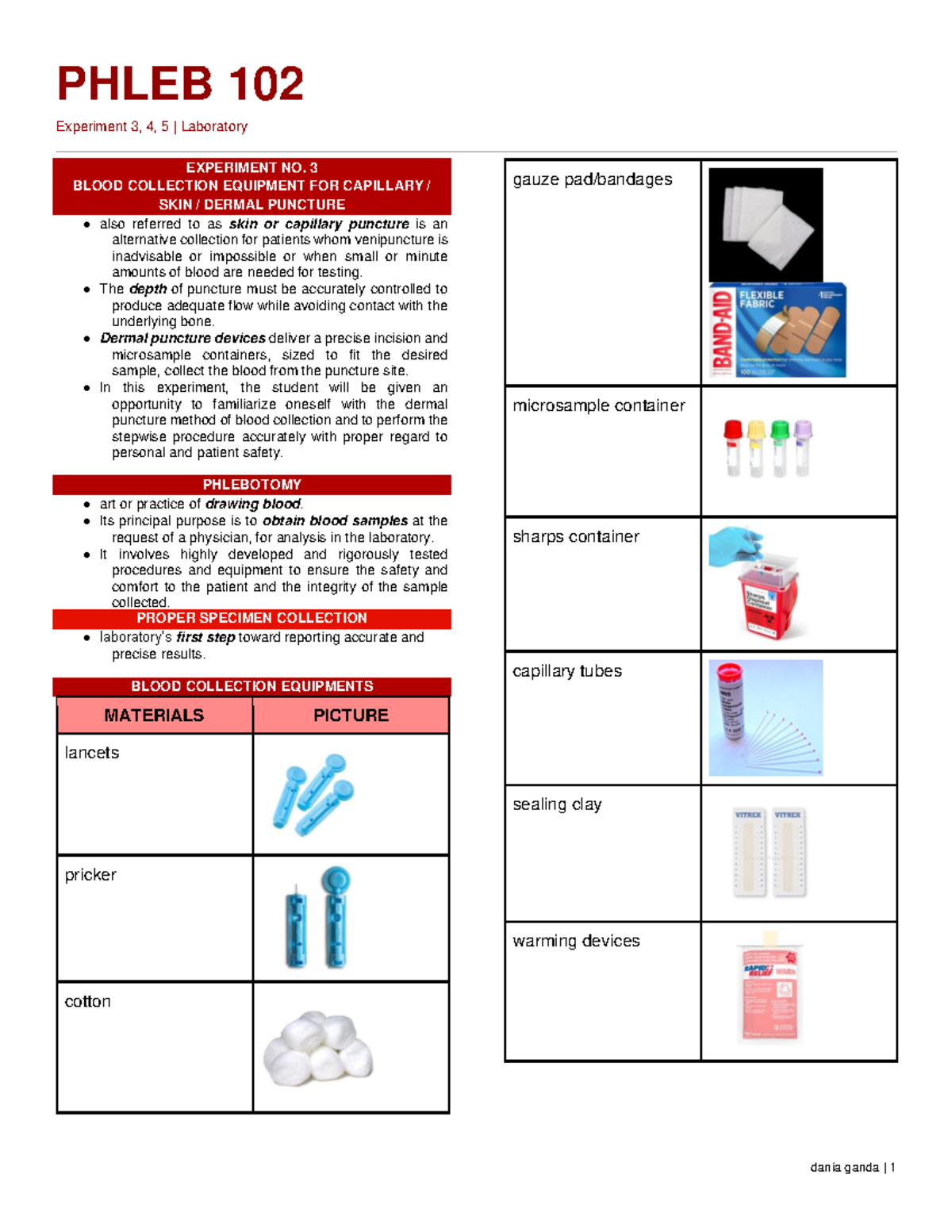PHLEB 102: Dermal Puncture Techniques for Blood Collection Experiments ...