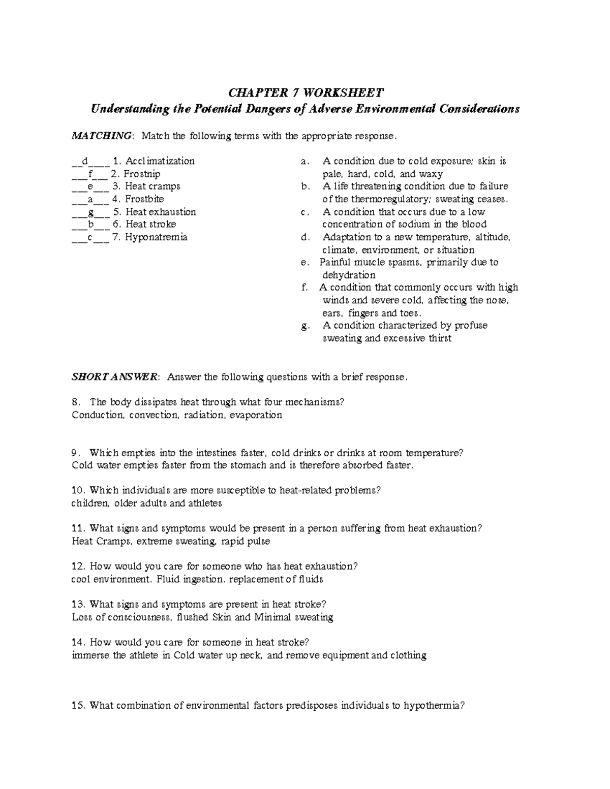 Ch 7 - Understanding Adverse Environmental Dangers: Assignment ...
