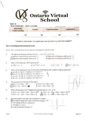 Advanced Functions - University Preparation - Grade: 12 - High School ...