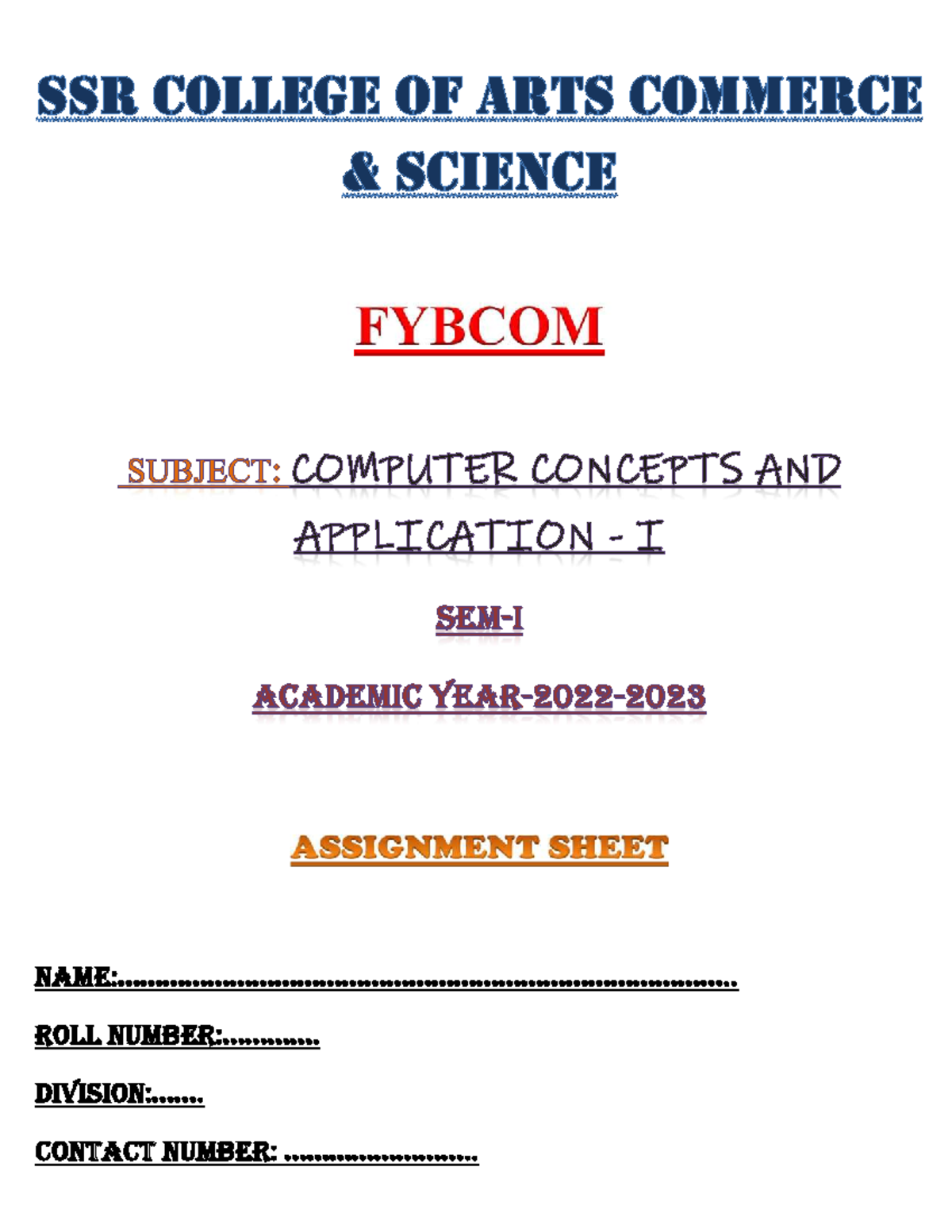 FYBCOM Assignment: Types & Characteristics of Computers - Studocu