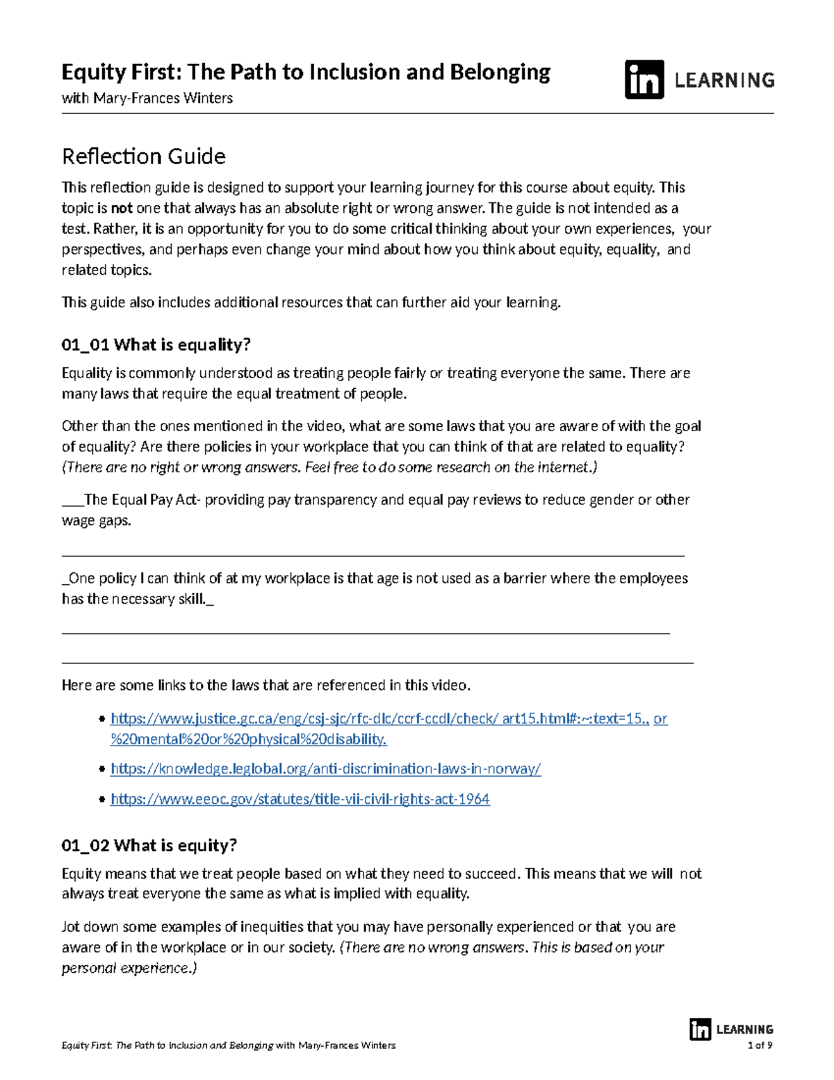 Equity First: Reflection Guide for Inclusion & Belonging (Winters ...
