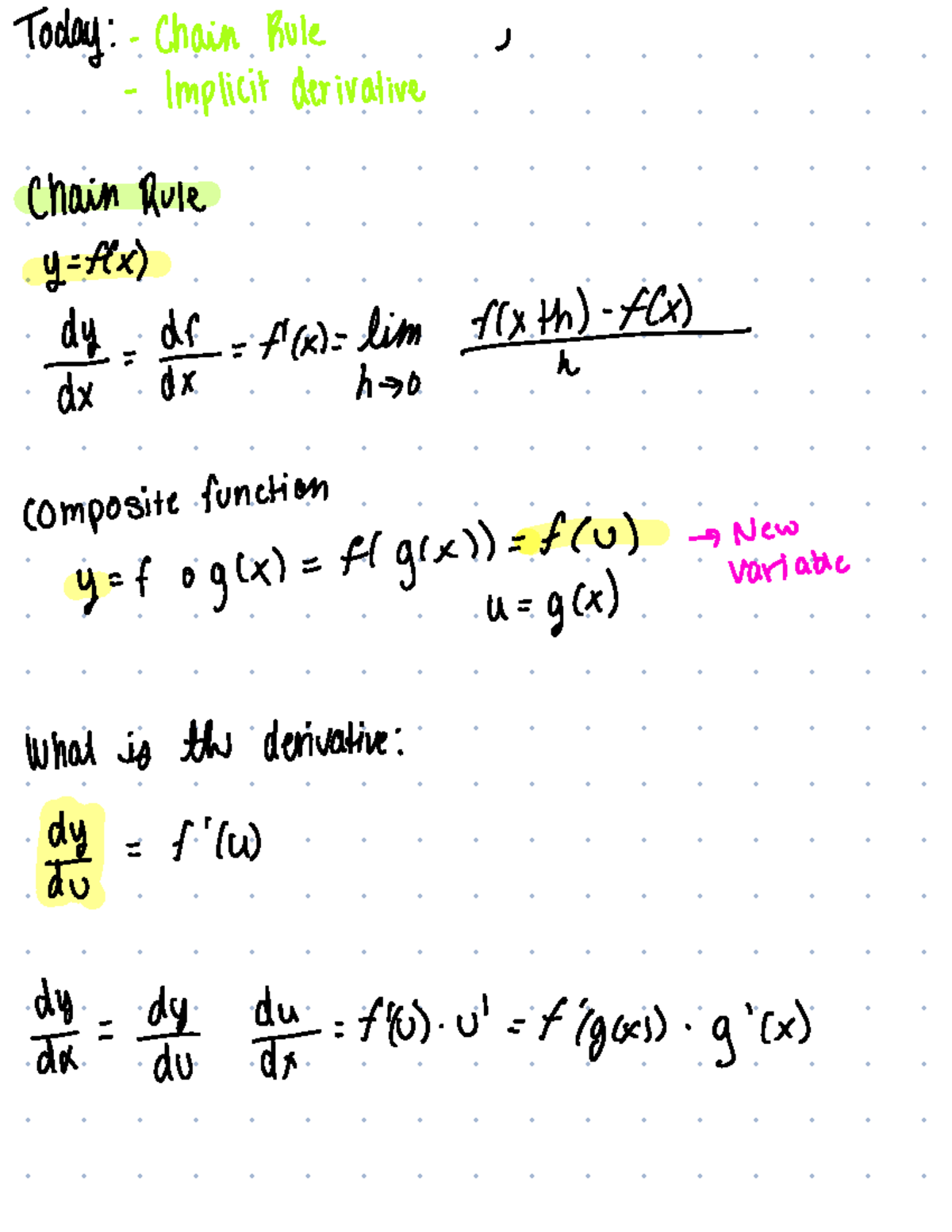 Cal 1 - Week 6 - Chain Rule & Implicit Derivatives Practice Exam - Studocu