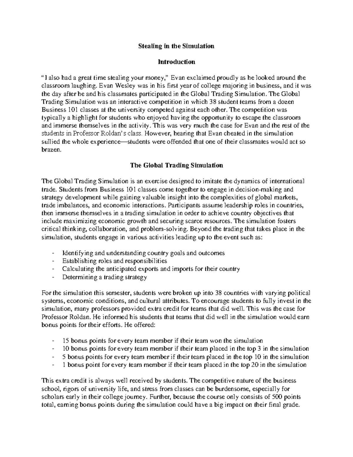 Business 101: Case Study on the Global Trading Simulation - Studocu