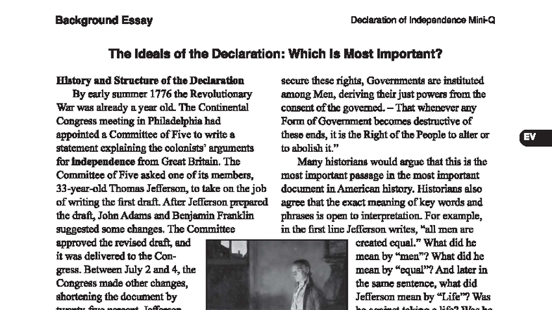 EV History DBQ: Analyzing Key Ideals of the Declaration of Independence ...