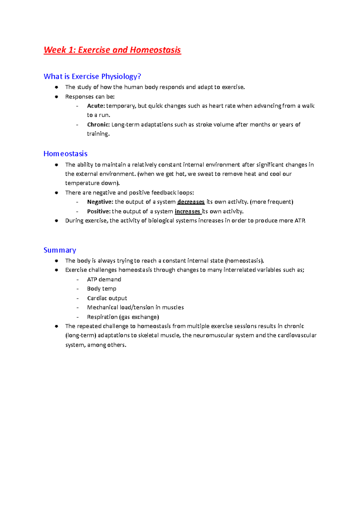 Week 1-3: Exercise Physiology and Energy Systems - Studocu