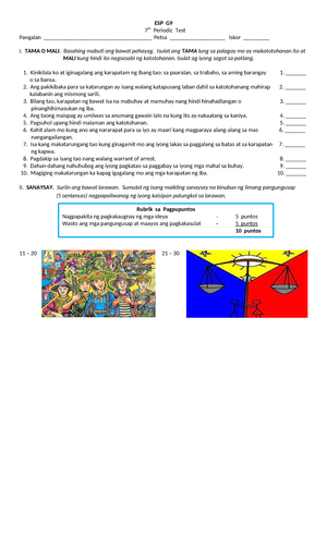 Grade 9 English LP - ESP G9 Curriculum MAP - Tuburan Ligao City Lesson ...