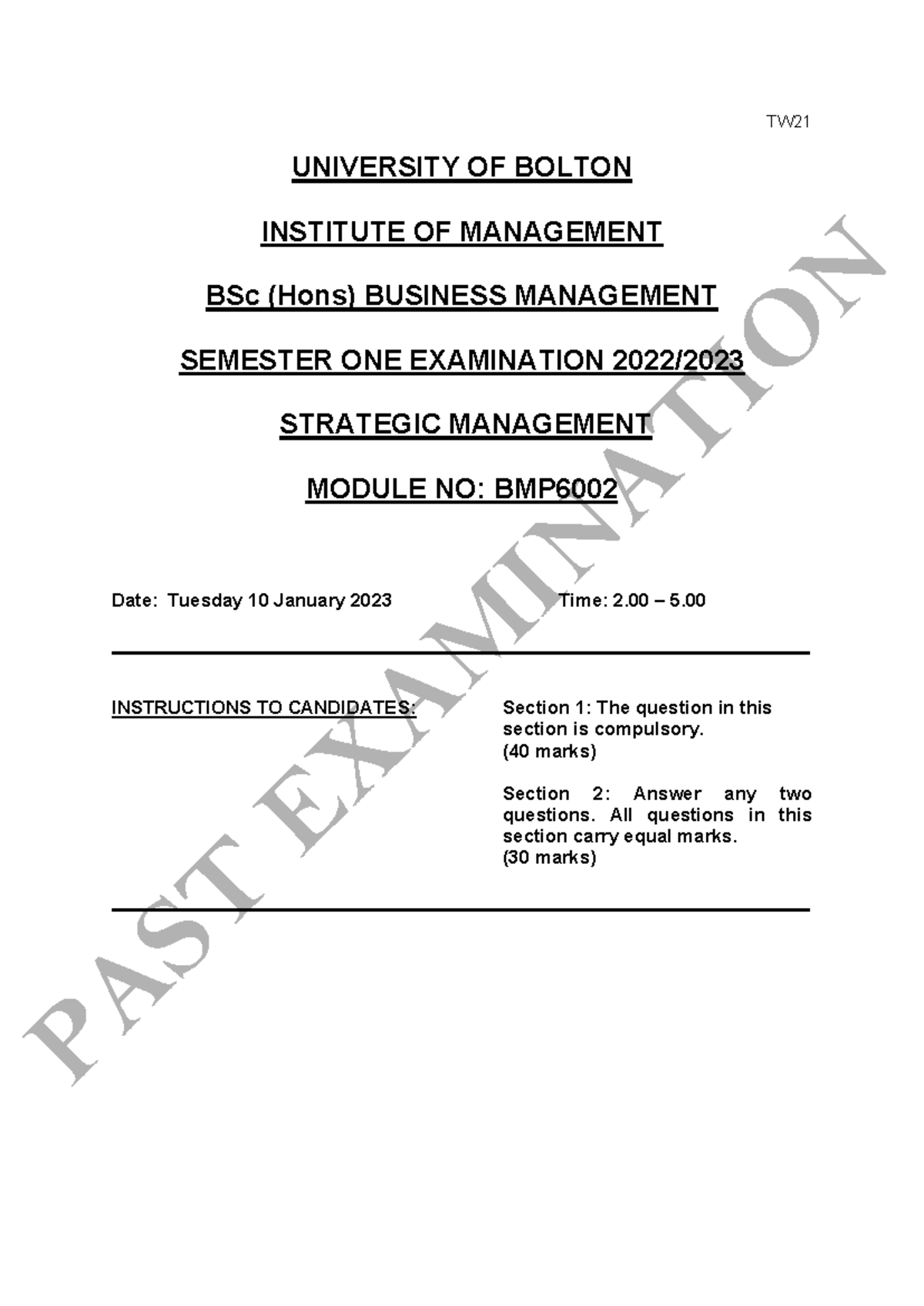 BMP6002 Strategic Management Past Exam Paper - Semester 1 2022/2023 ...