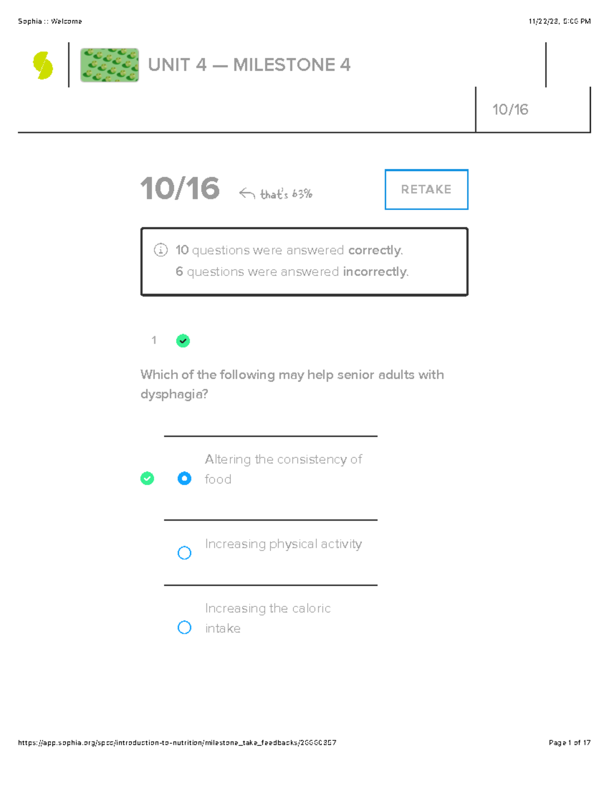 Nutrition 101: Unit 4 Milestone Assessment and Key Concepts - Studocu