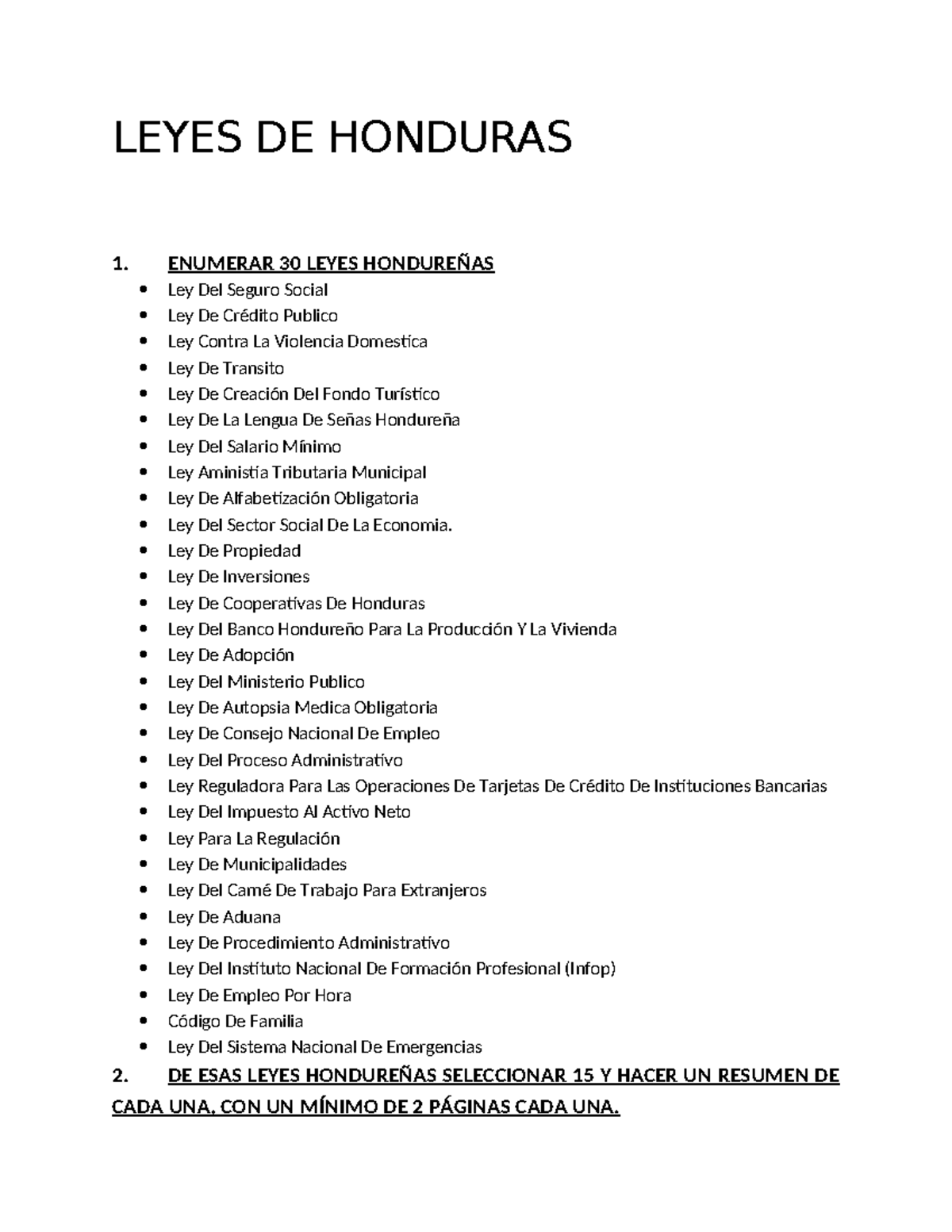 Leyes Hondureñas 1: Resumen y Análisis de 30 Normativas Clave - Studocu