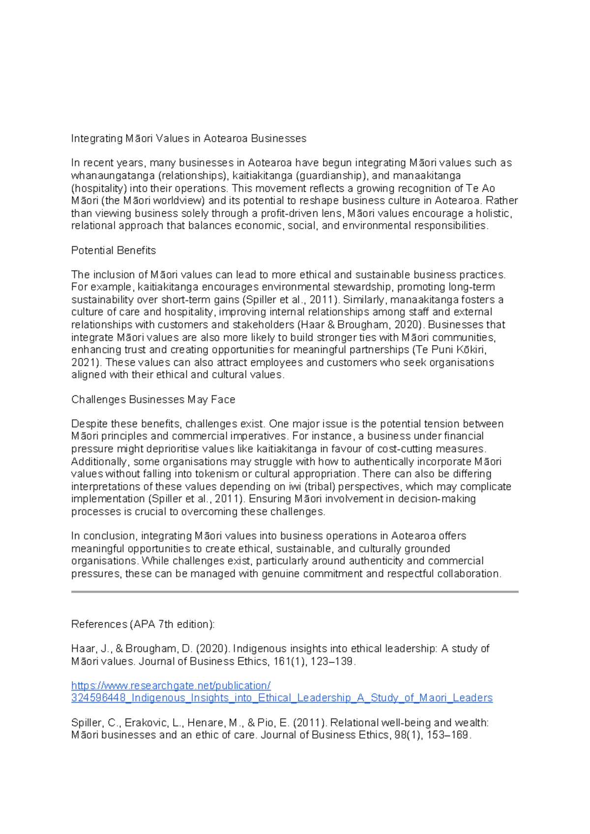 Integrating Māori Values in Aotearoa Businesses: Opportunities ...