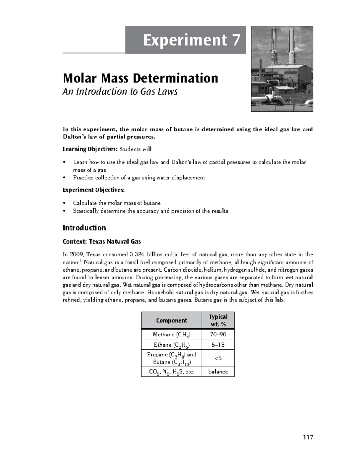 Experiment 7: Molar Mass Determination Using Gas Laws - Studocu