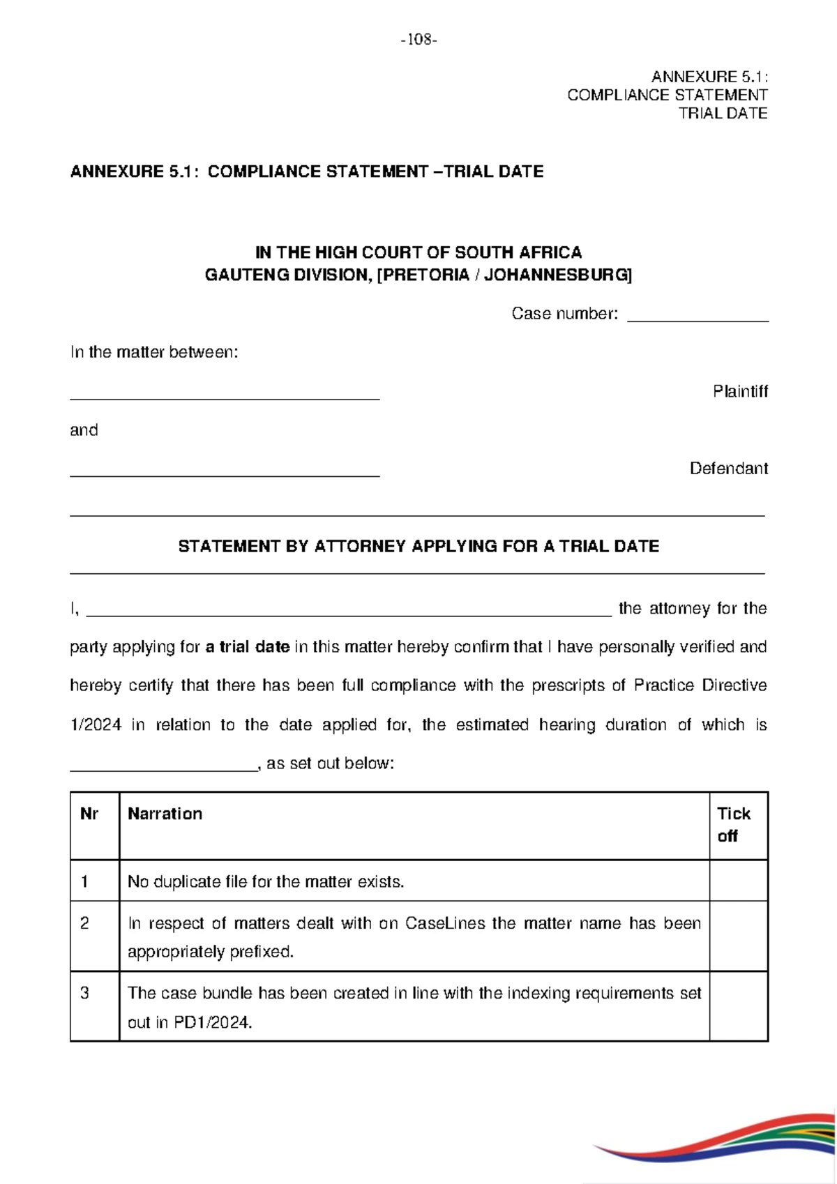 Notice of Set Down - MK vs Road Accident Fund (Civil Matter) - Studocu