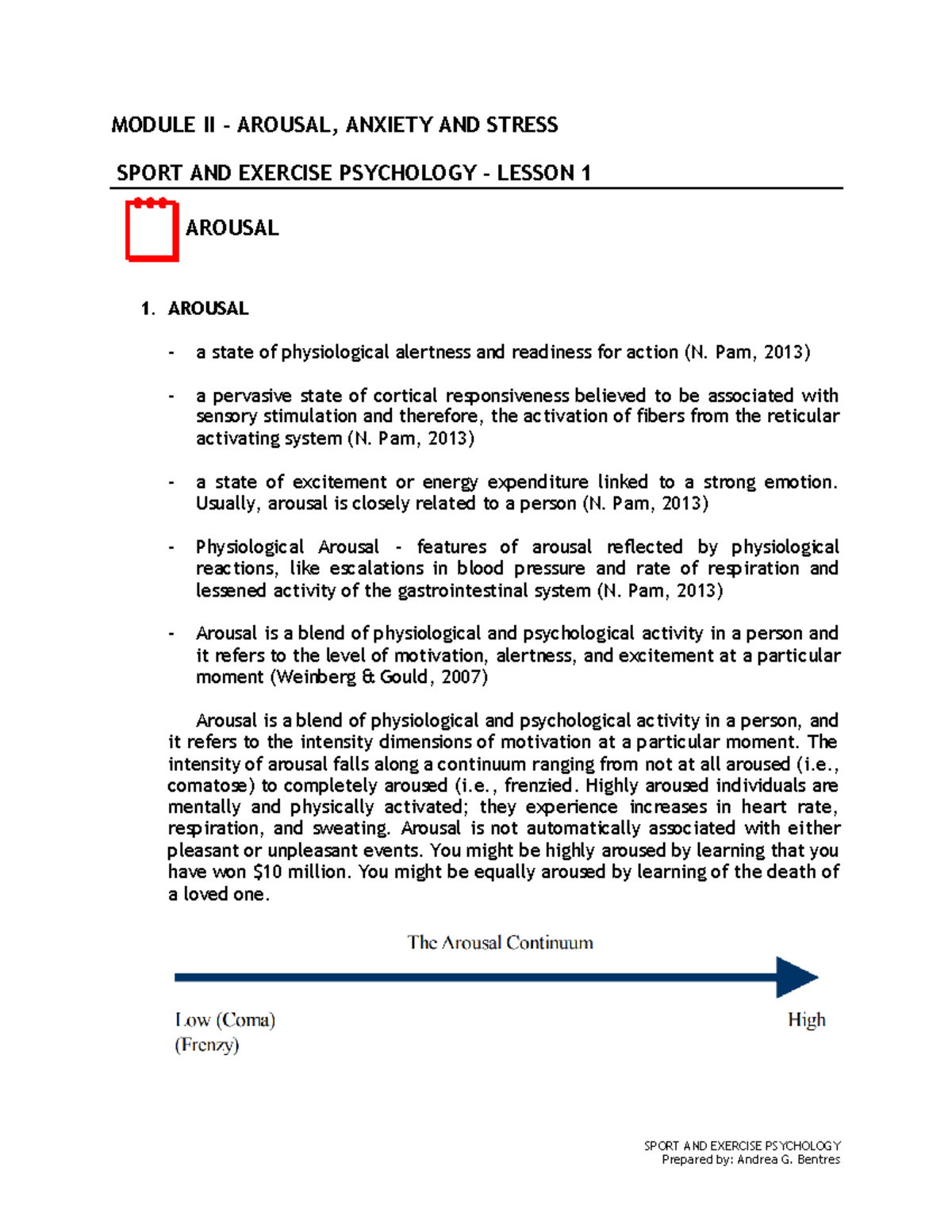 Module II Lesson 1: Arousal, Anxiety, and Performance in Sport ...