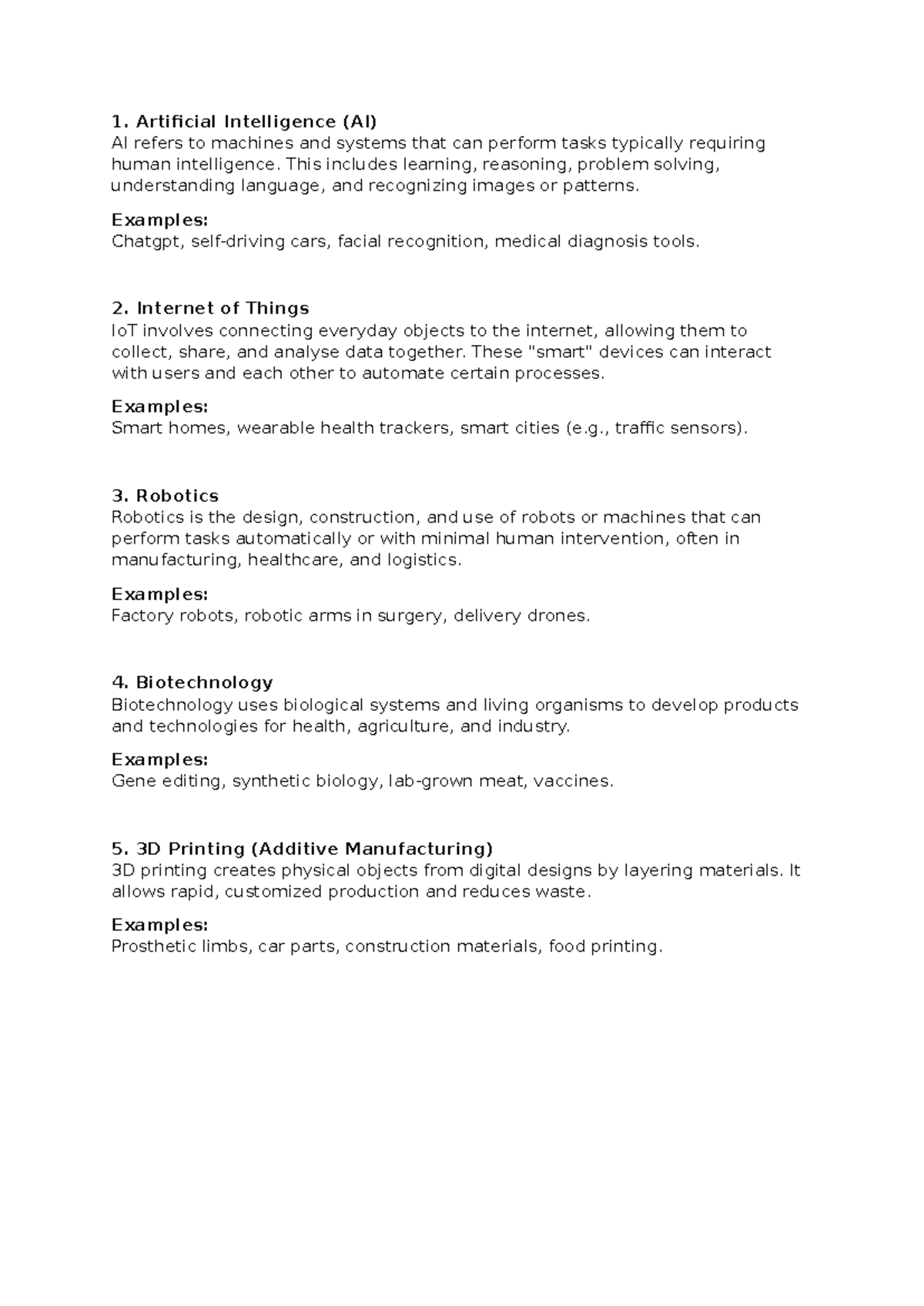 4IR Technologies Overview: AI, IoT, Robotics, Biotech & 3D Printing ...
