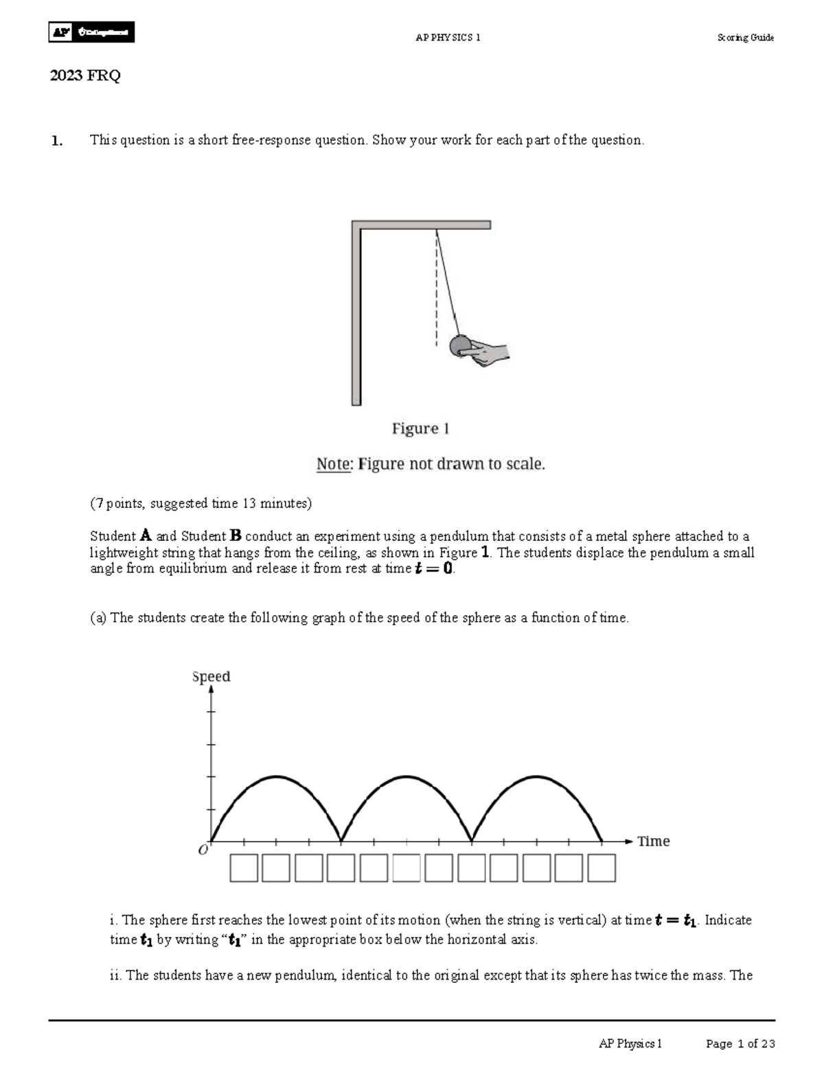 AP PHYSICS 1 FRQ Solutions Guide 2023: Detailed Scoring Insights - Studocu