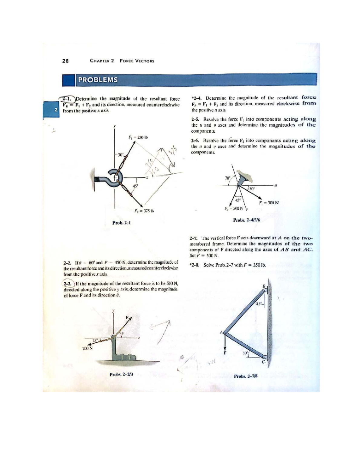 HW1 - Chapter 2 Force Vectors Problems and Solutions - Studocu