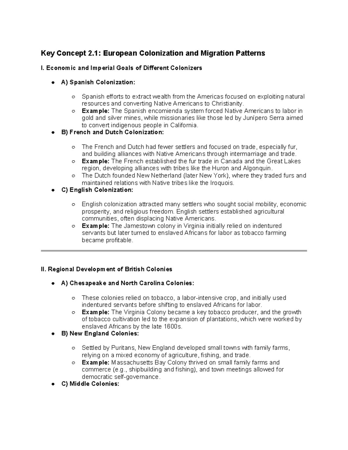 Key Concept 2 - unit two study guide - Key Concept 2: European ...
