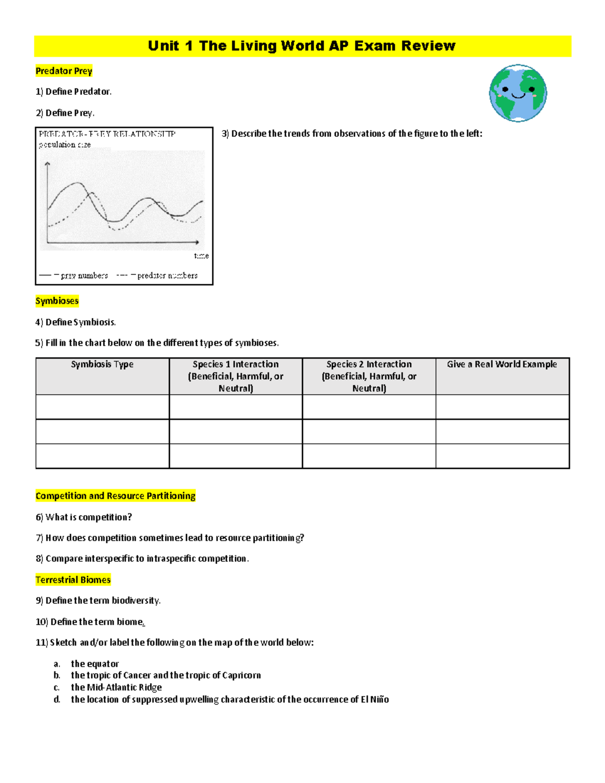 Week 1 APES - Unit 1 The Living World AP Exam Review - Unit 1 The ...