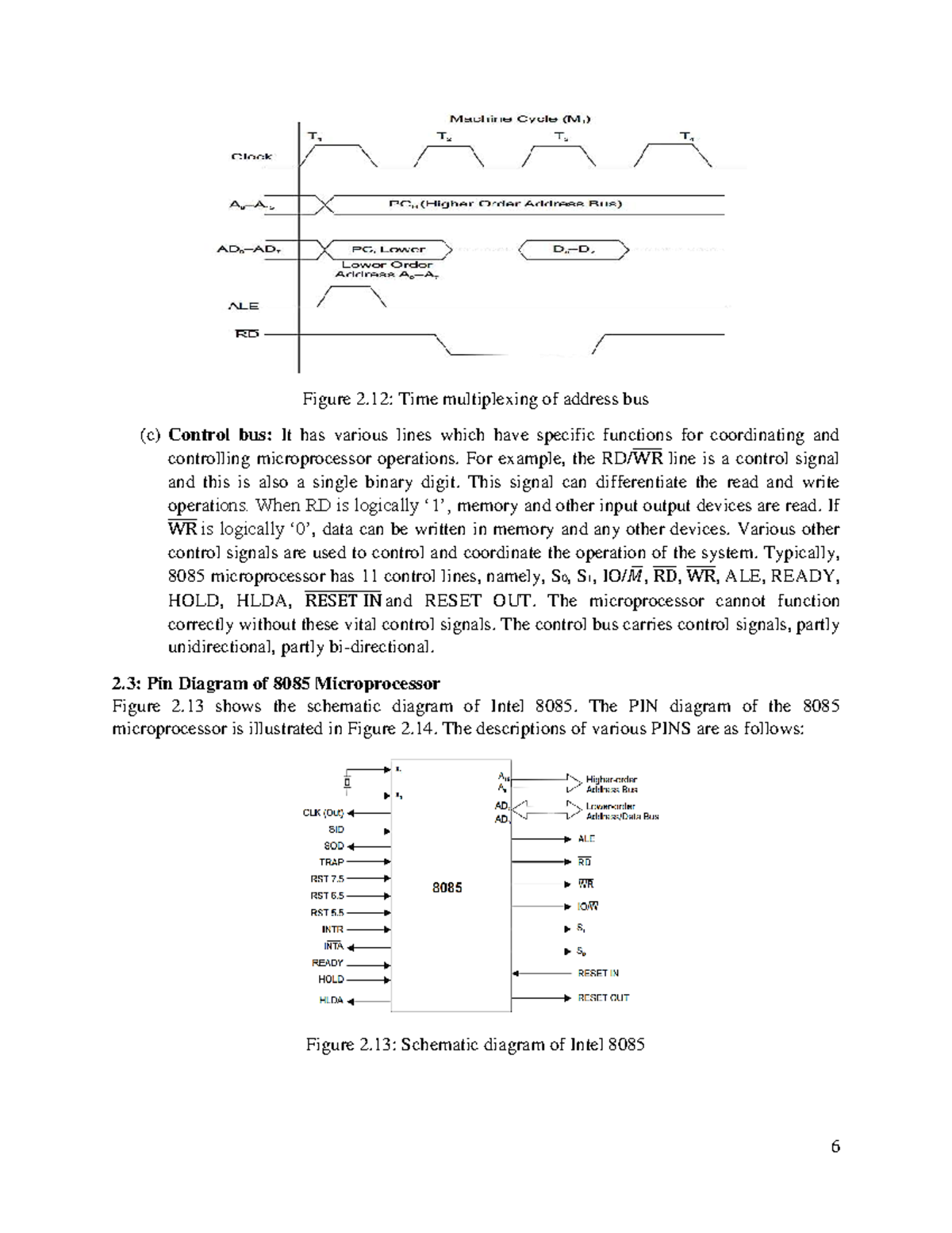 Pin Diagram and Control Signals of 8085 Microprocessor - Studocu