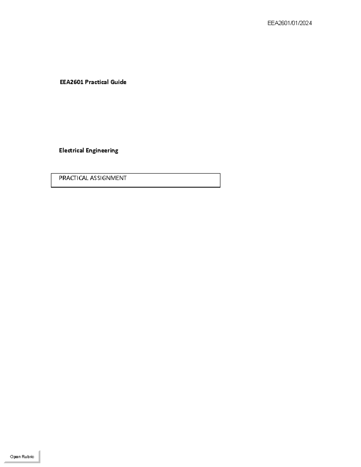 EEA2601 Practical Guide 01: Safety & Experiments in Electrical ...