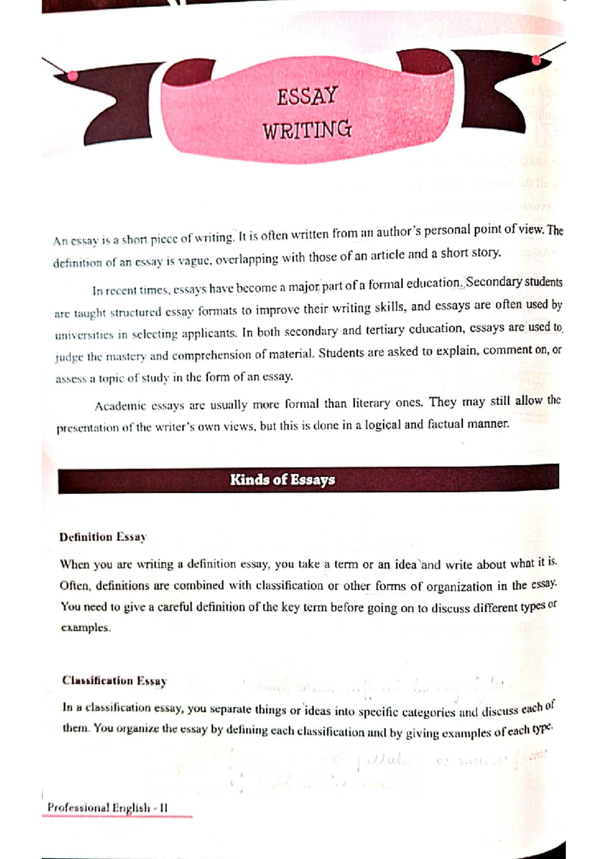 Professional English II: Comprehensive Guide to Essay Writing - Studocu