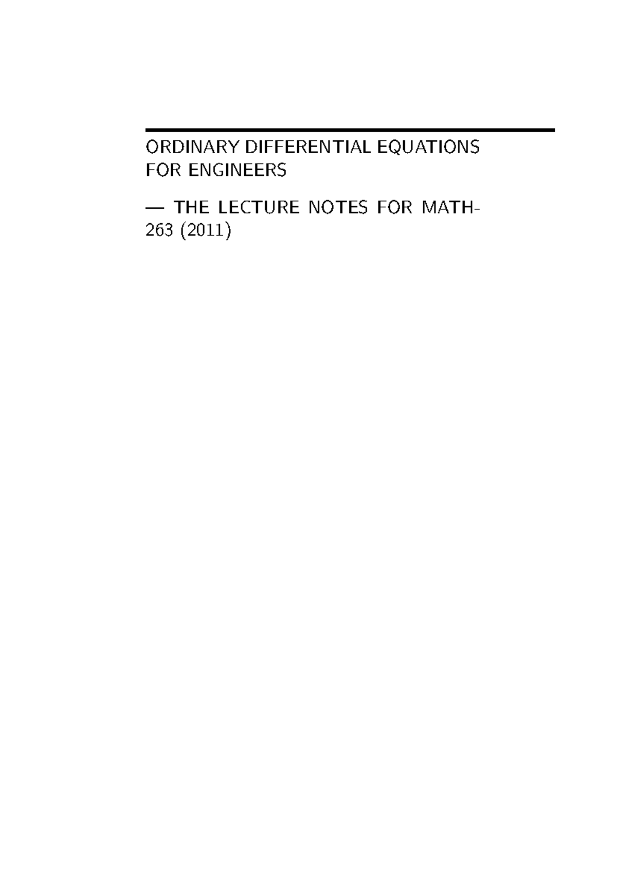 ODE Notes Maths - it is helpful - ORDINARY DIFFERENTIAL EQUATIONS FOR ...