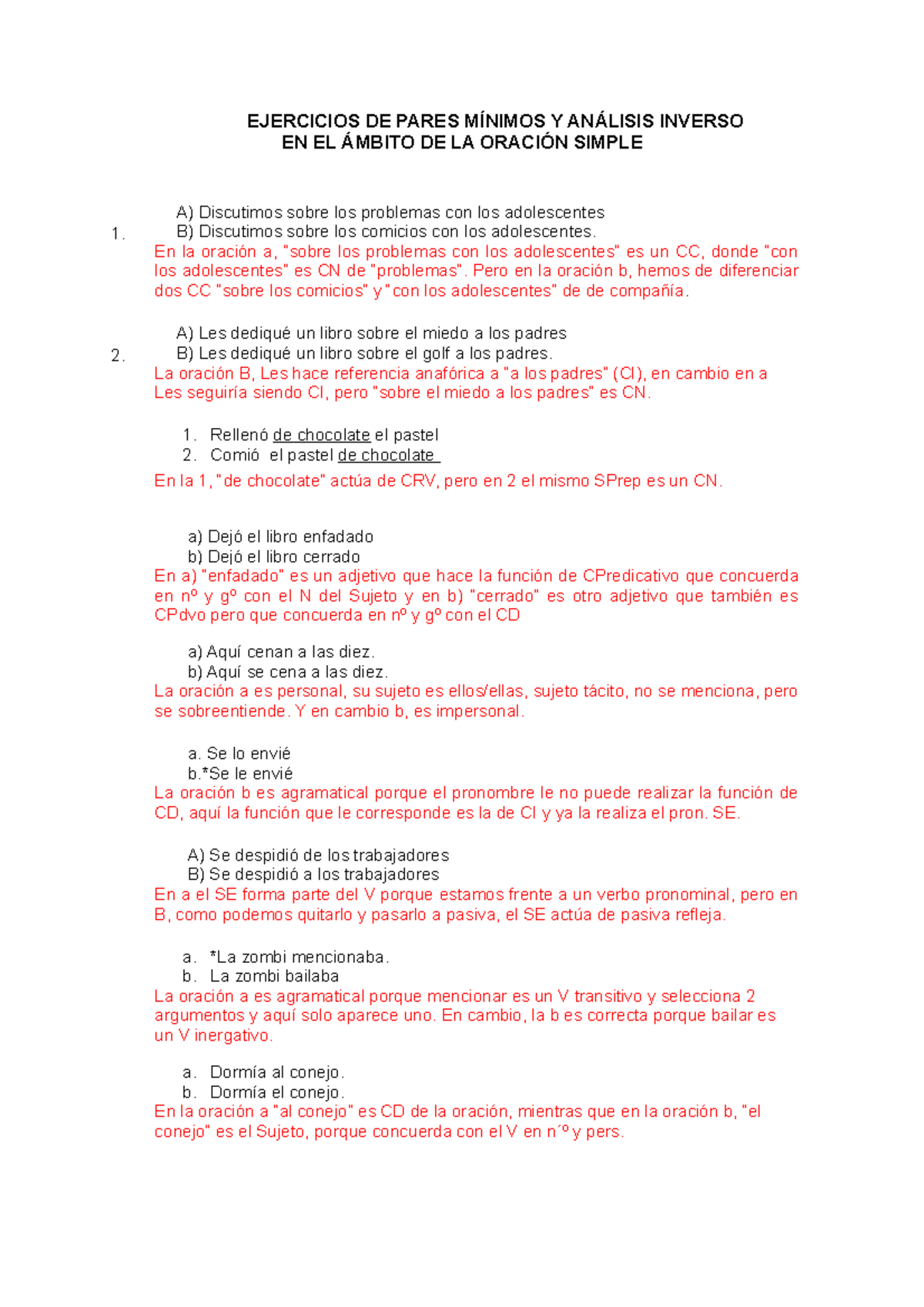 Ejercicios DE Pares Mínimos Y Análisis Inverso - EJERCICIOS DE PARES MÍNIMOS Y ANÁLISIS INVERSO ...