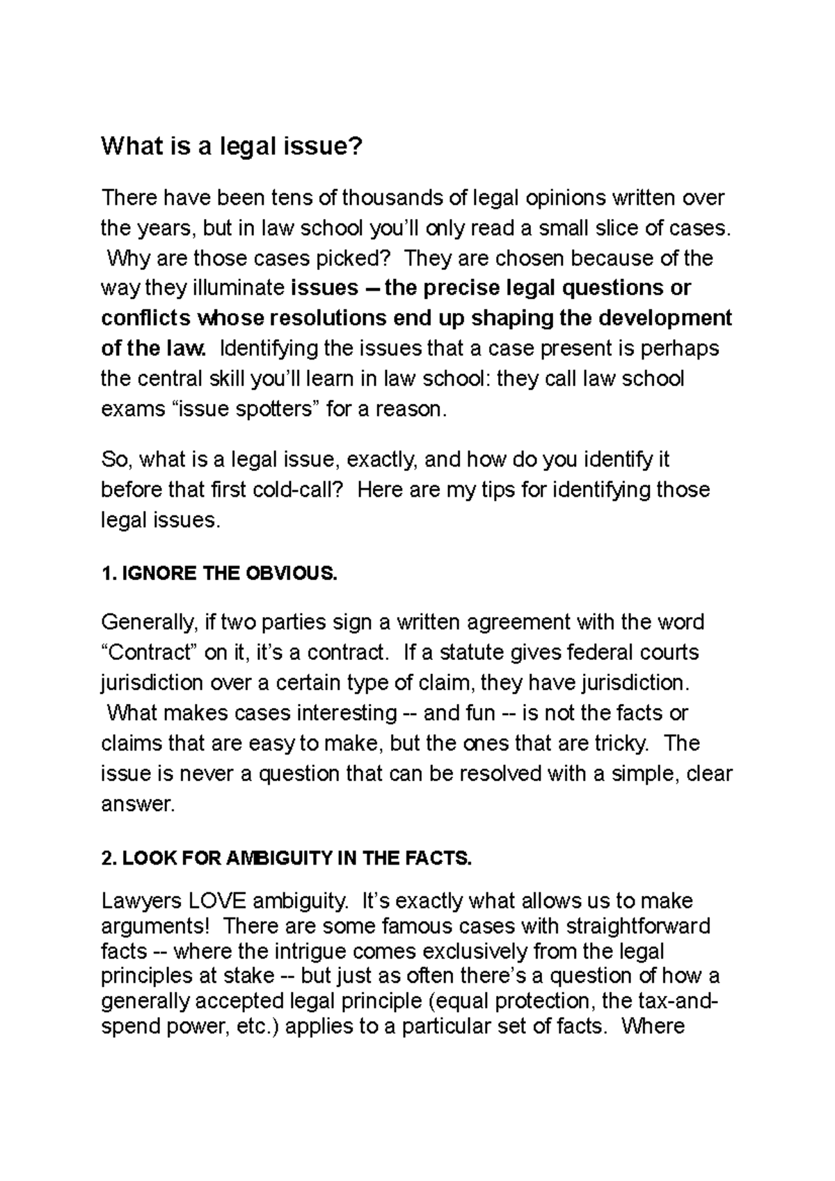 Identifying Legal Issues: Essential Strategies for Law Students - Studocu
