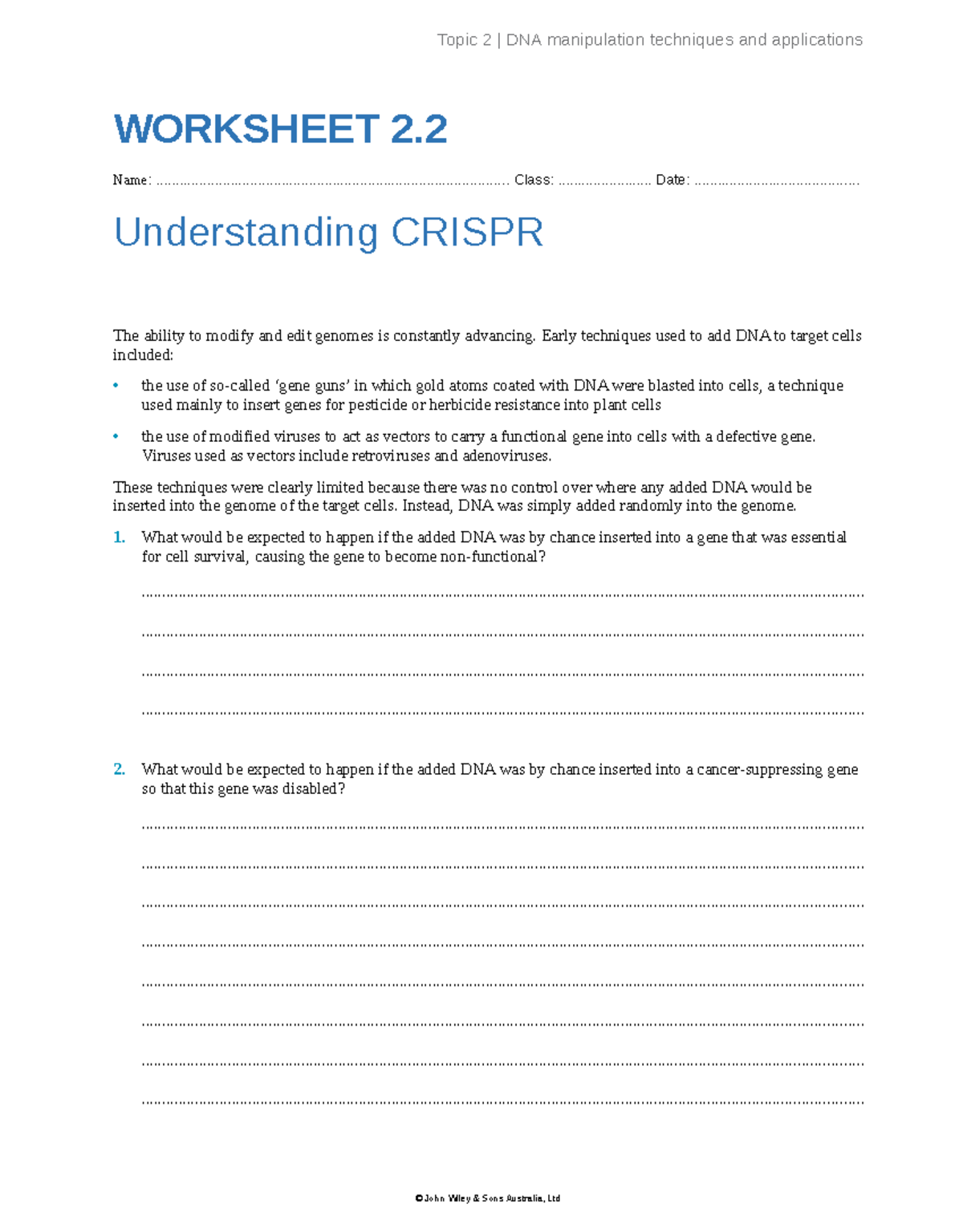 2.2 Bio - CRISPR Practices and Applications Worksheet - Studocu