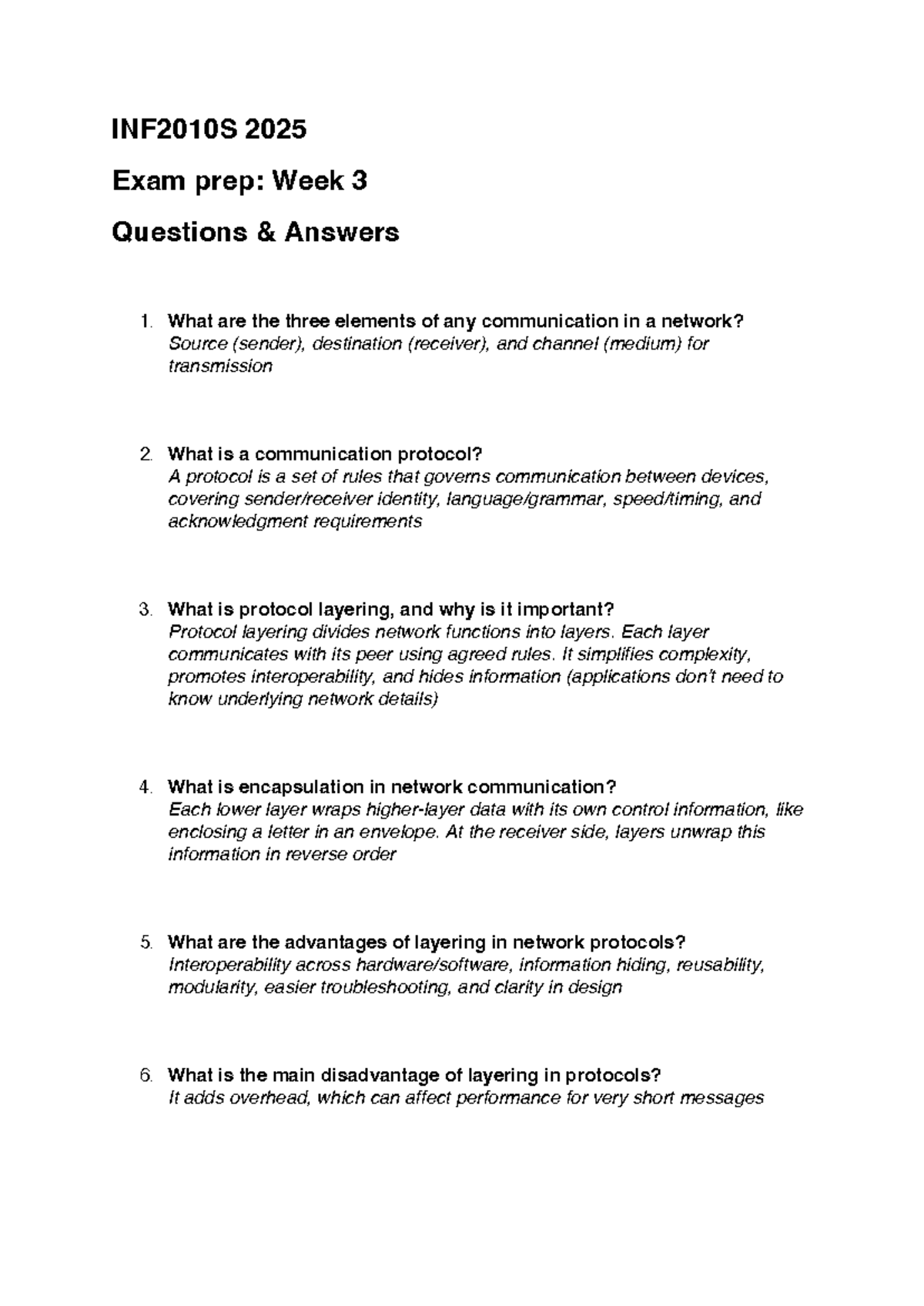 INF2010S 2025 Week 3 Q&A Exam Prep on Networking Concepts - Studocu