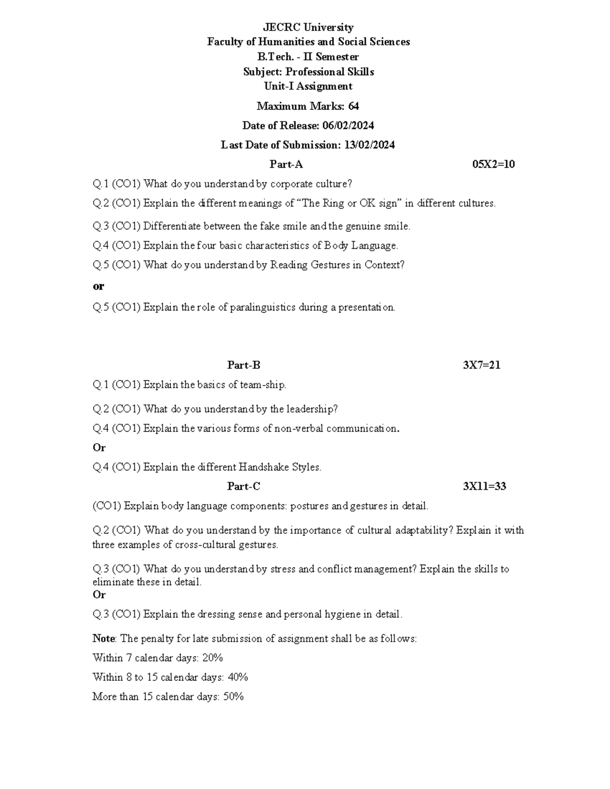 B.Tech II Sem Professional Skills Assignment - Corporate Culture ...