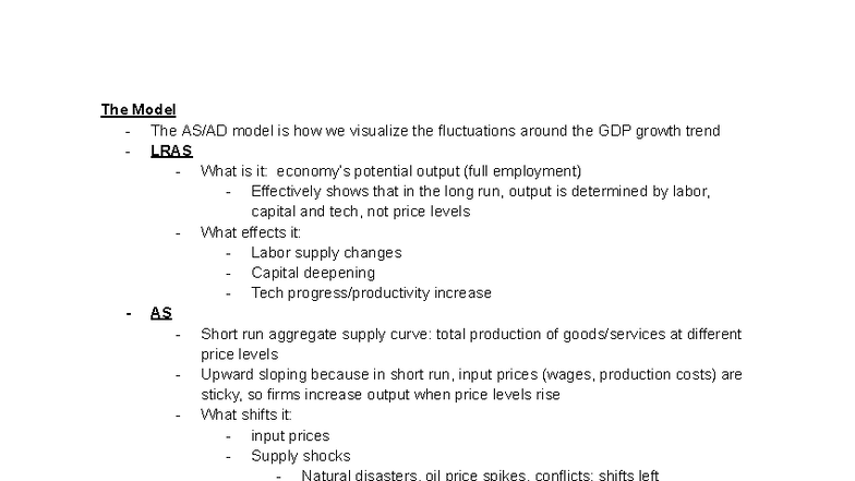 Global Macro Notes: Understanding GDP, AS, and AD Dynamics - Studocu