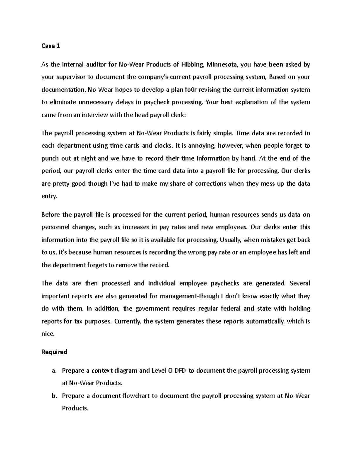 Case Study Analysis: AIS - Payroll & Mail Order Systems - Studocu