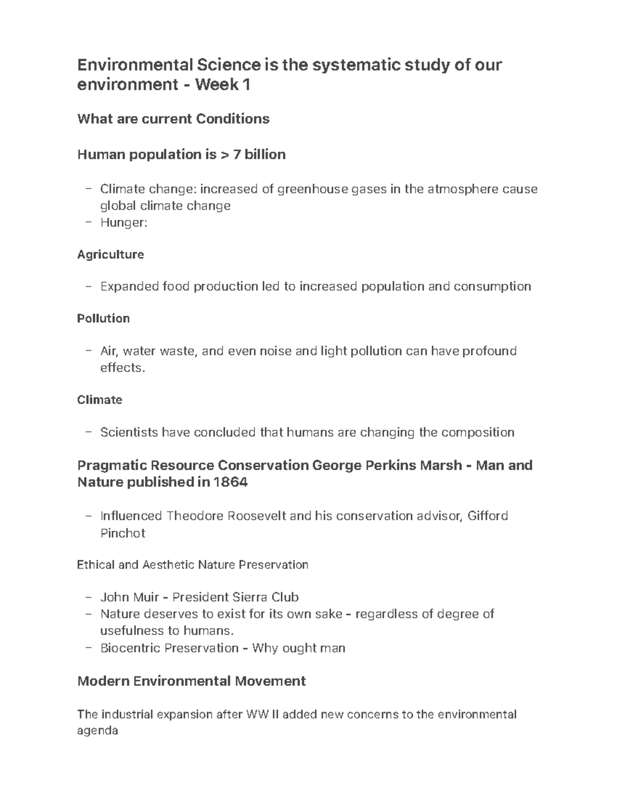 Environmental Science is the systematic study of our environment - Week ...
