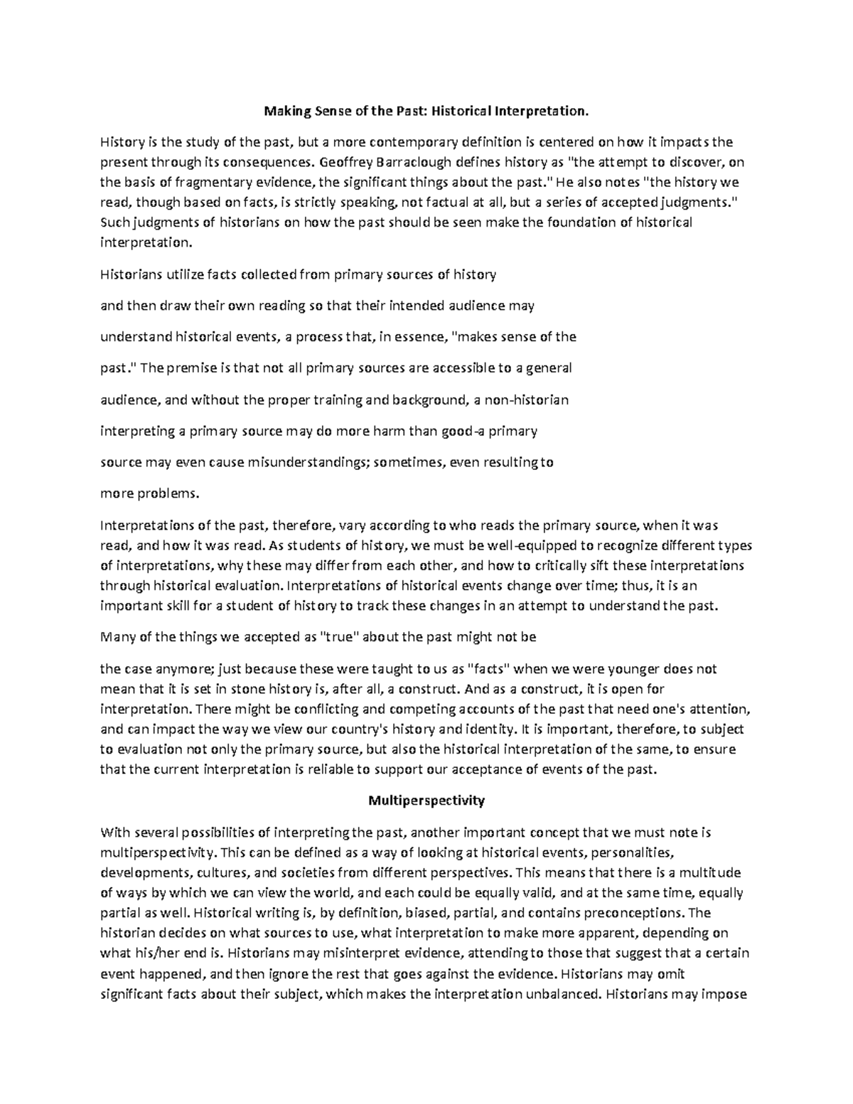 HIST 201: Understanding Historical Interpretation and ...