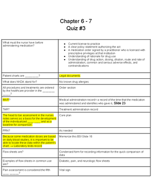 Module 6 & 7 Outcomes: Drug Classification & Nursing Considerations - Module 6 Outcomes Upon ...