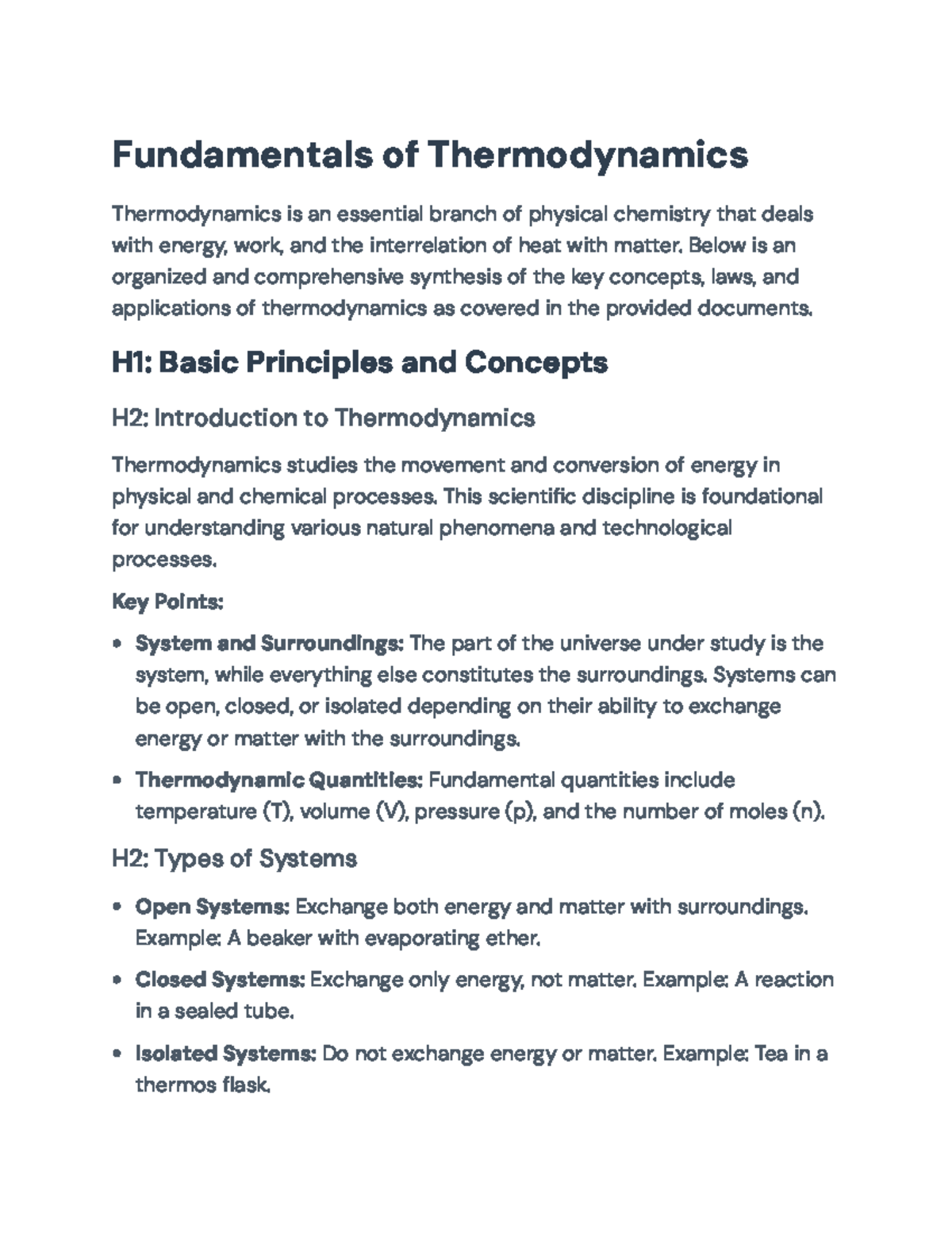 Fundamentals of Thermodynamics: Key Concepts & Laws (Chem 101) - Studocu