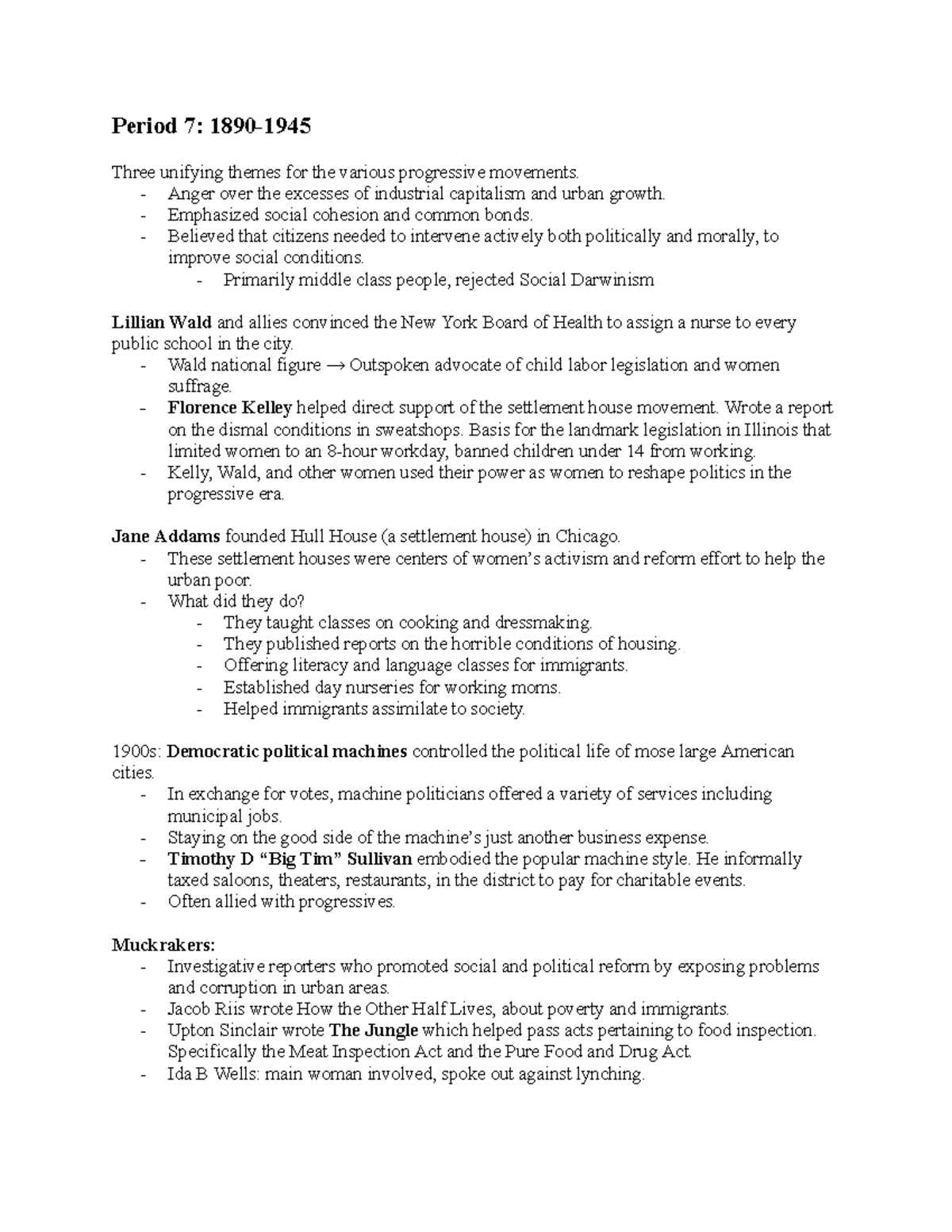 Period 7 Study Notes: 1890 to 1945 Overview and Key Themes - Studocu