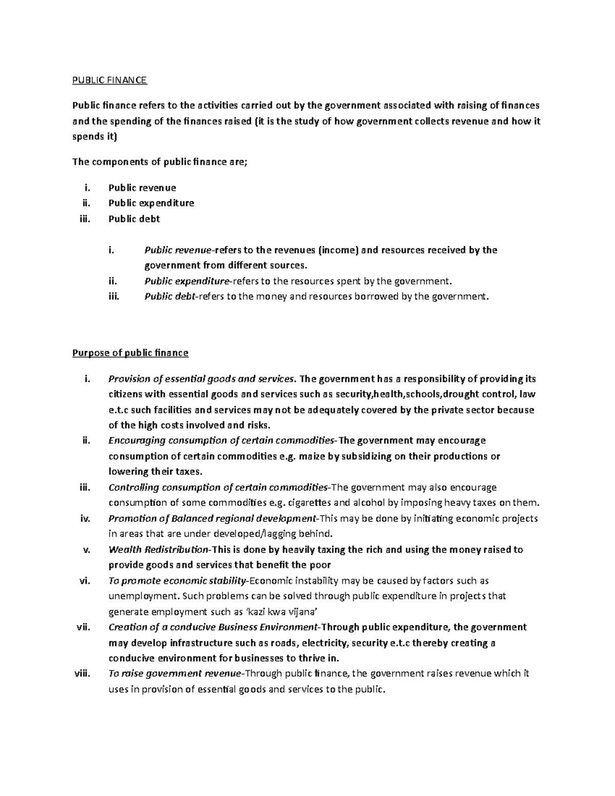 Public Finance (Notes) - Understanding Revenue, Expenditure, and ...