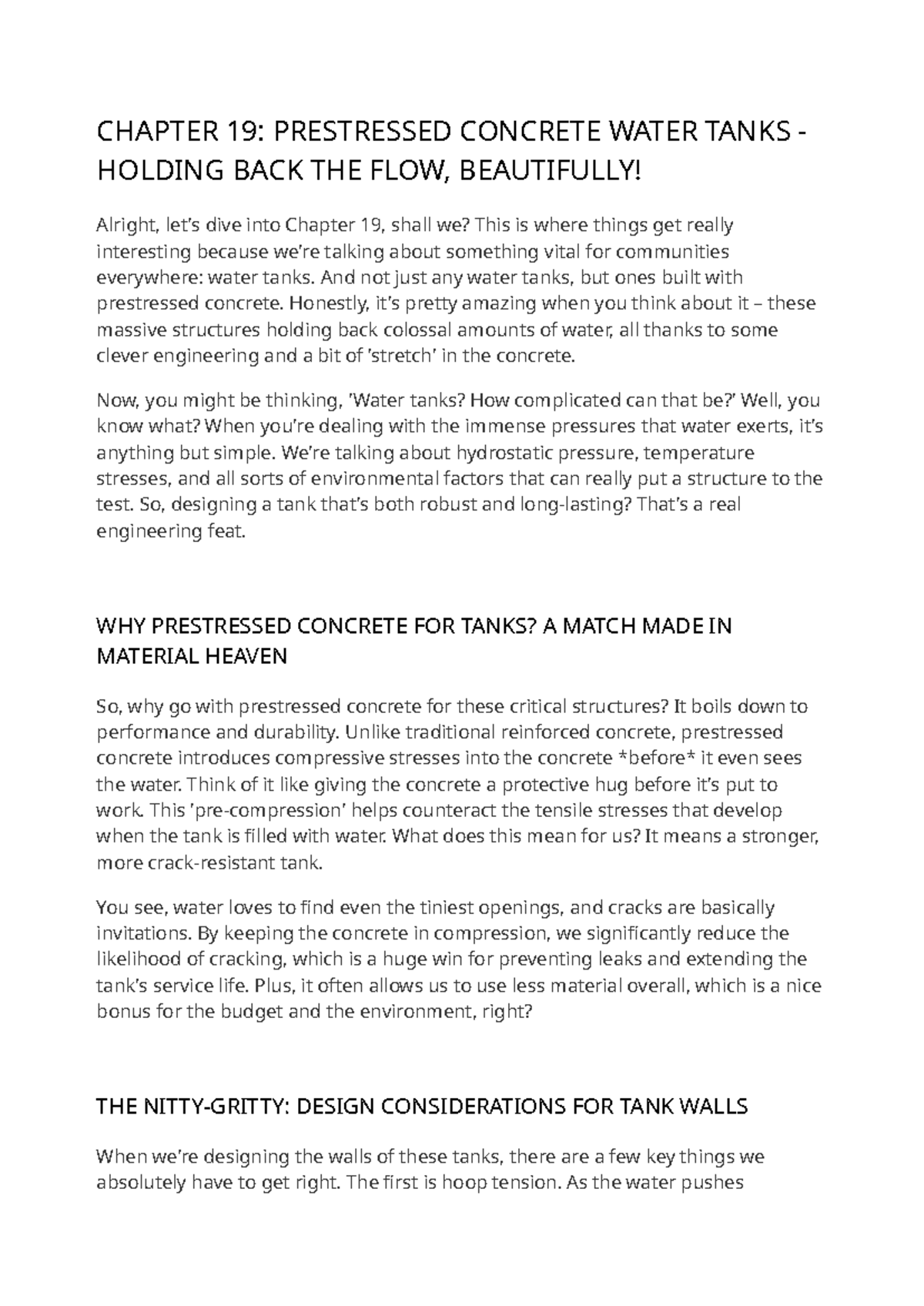 CH19: Prestressed Concrete Water Tanks - Design Insights - Studocu