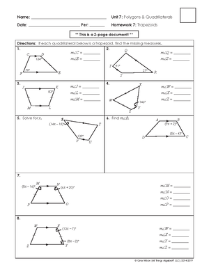 Lesson 9: Main Properties of Trapezoids and Isosceles Trapezoids - Studocu