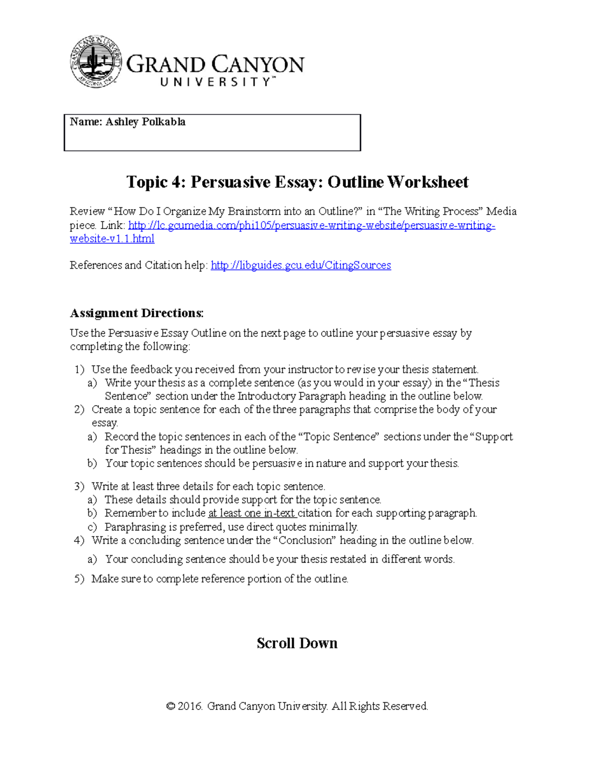 PHI105 T4 Persuasive Essay Outline Worksheet - Abortion Thesis Update ...