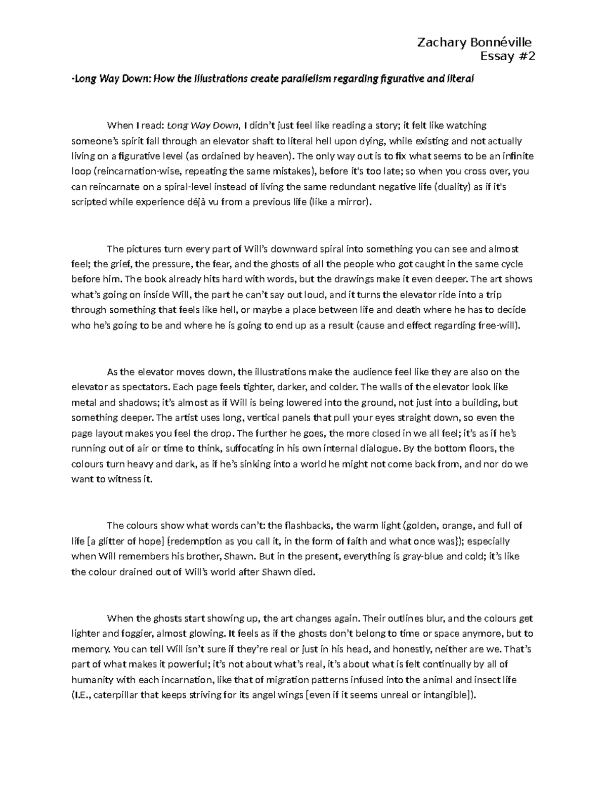 ENG 101 Essay: Analyzing Illustrations in "Long Way Down" - Studocu