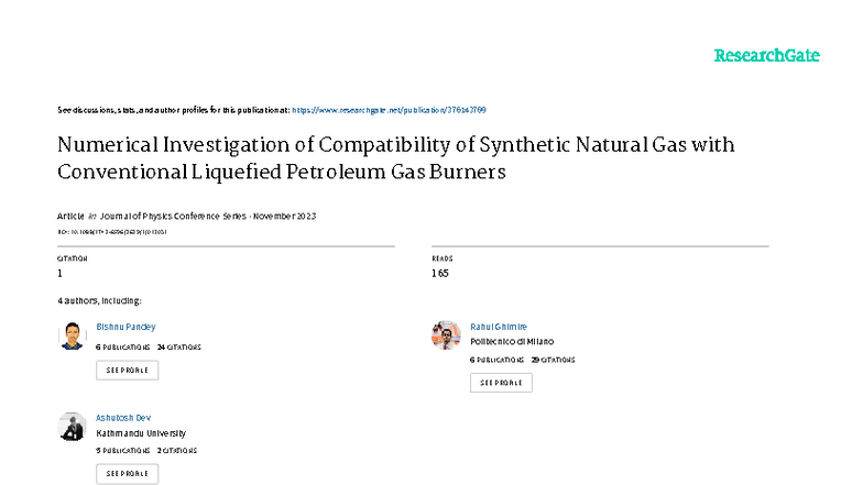 Numerical Study on SNG Compatibility with LPG Burners (J. Phys. Conf ...