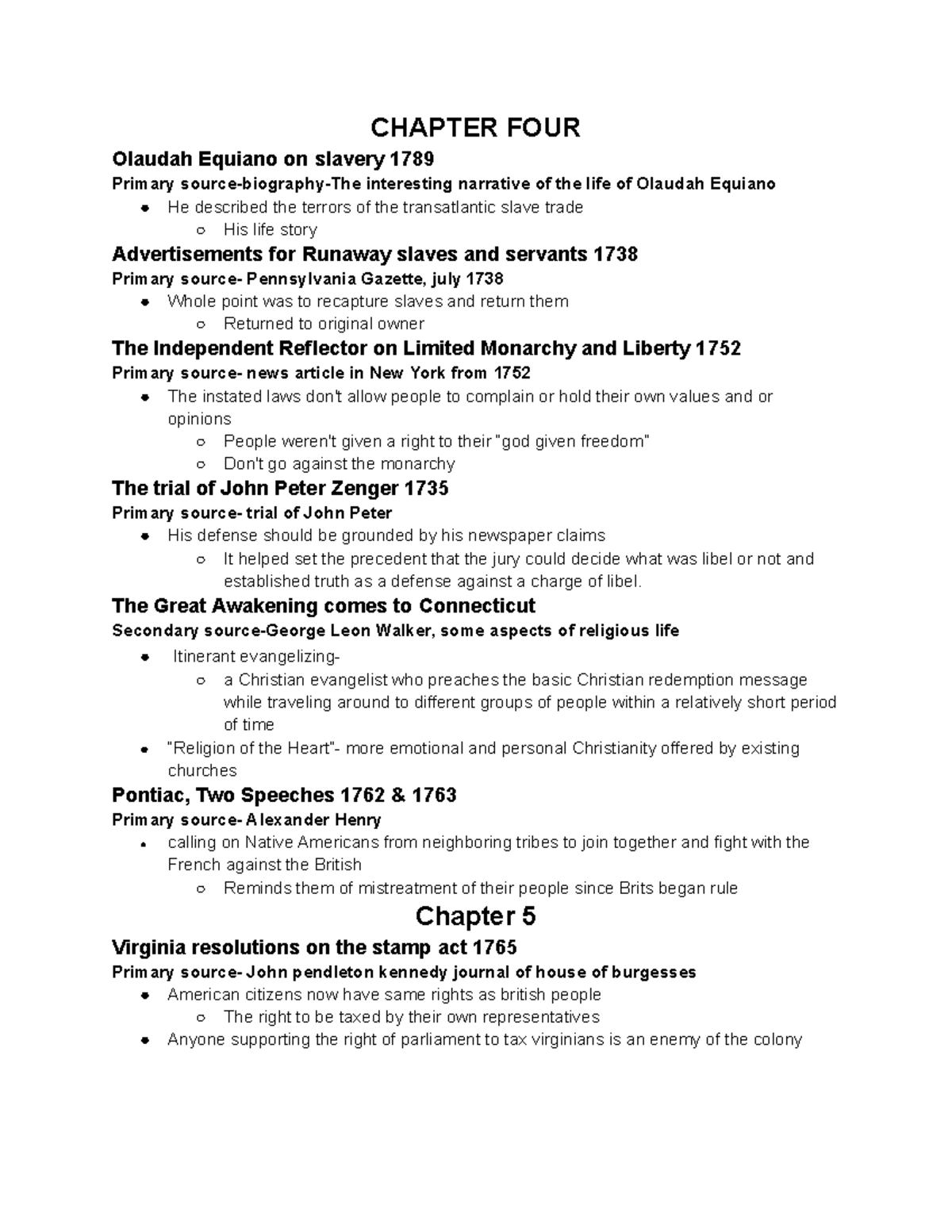 Voices of Freedom: Key Primary Sources - Chapters 4-6 Analysis - Studocu