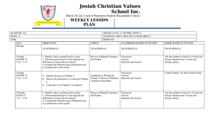 WEEK 4 Creative - LESSON PLAN - DAY OBJECTIVES TOPICS CLASSROOM BASED ...