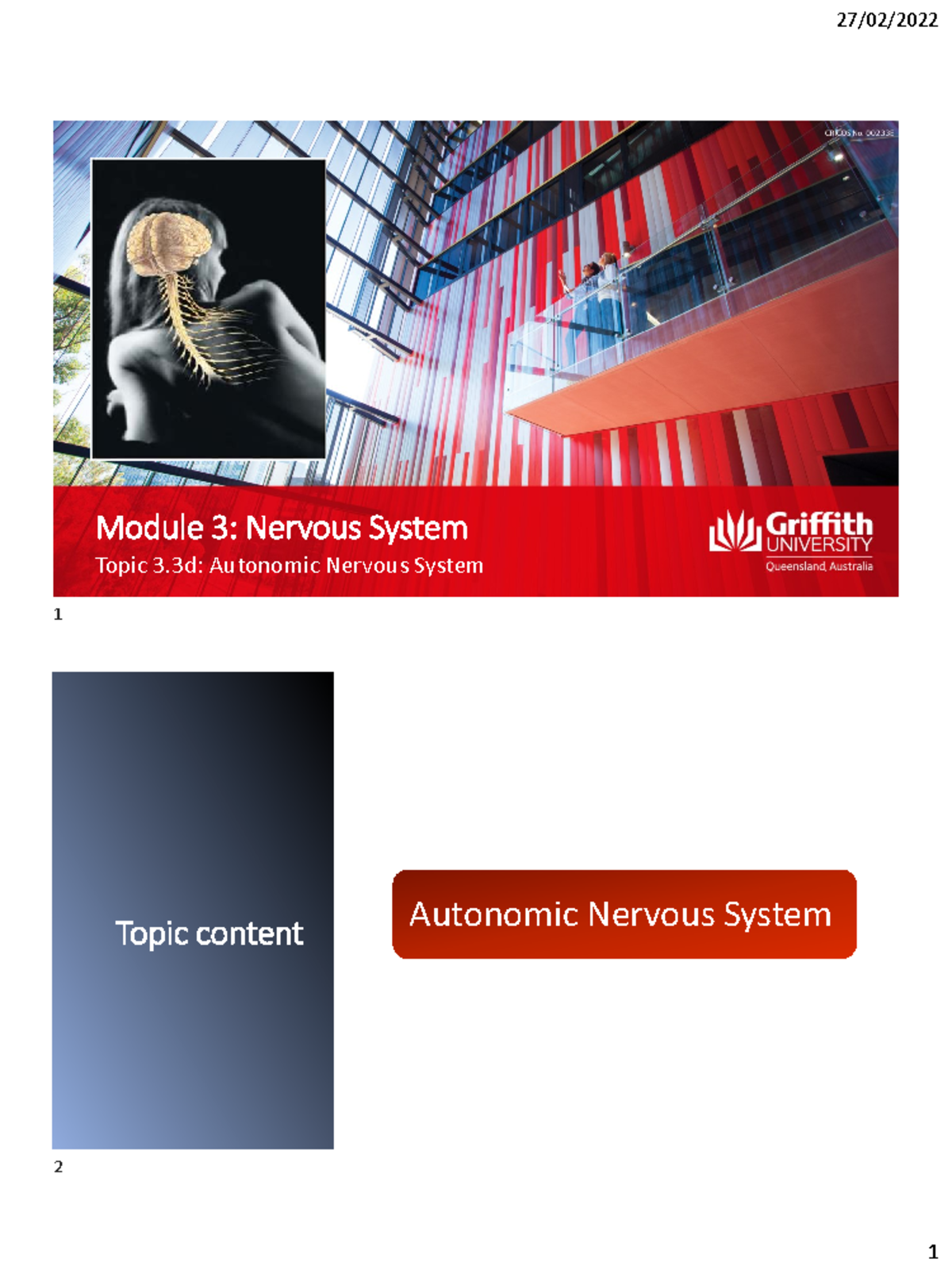 1016MSC Module 3: Autonomic Nervous System Overview and Functions - Studocu
